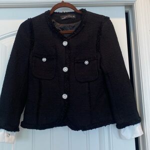 Zara | Jackets & Coats | Zara Black Boucle Tweed Blazer | Poshmark